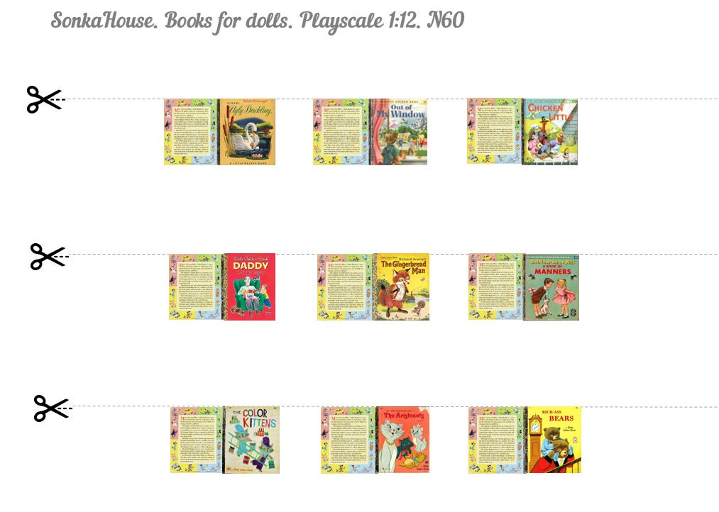 PDF Instant Download 9 Covers Book Little Golden Books Dollhouse Scale ...