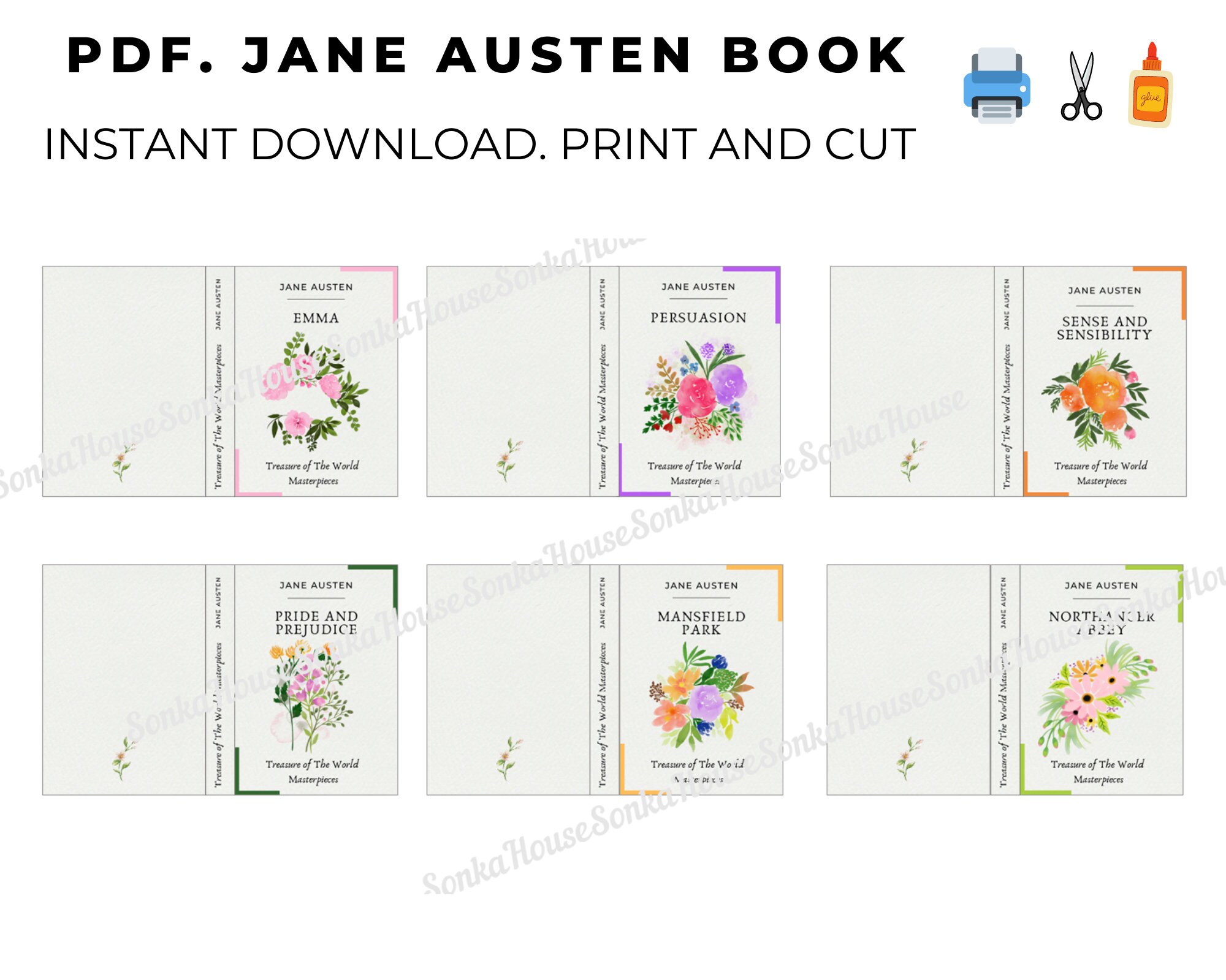 Doll Book Covers PDF Instant Download Jane Austen 6 Book - Etsy