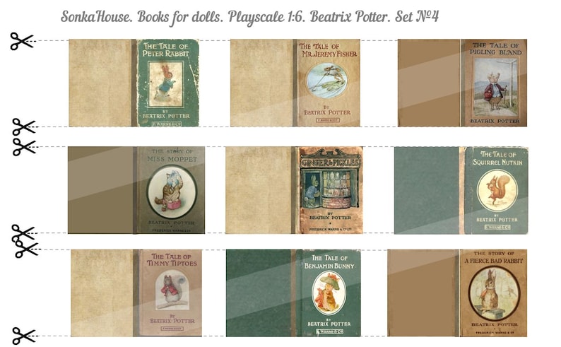 Beatrix Potter Mini Book Covers – Printable 1 6 and 1 12 Scale PDF ...