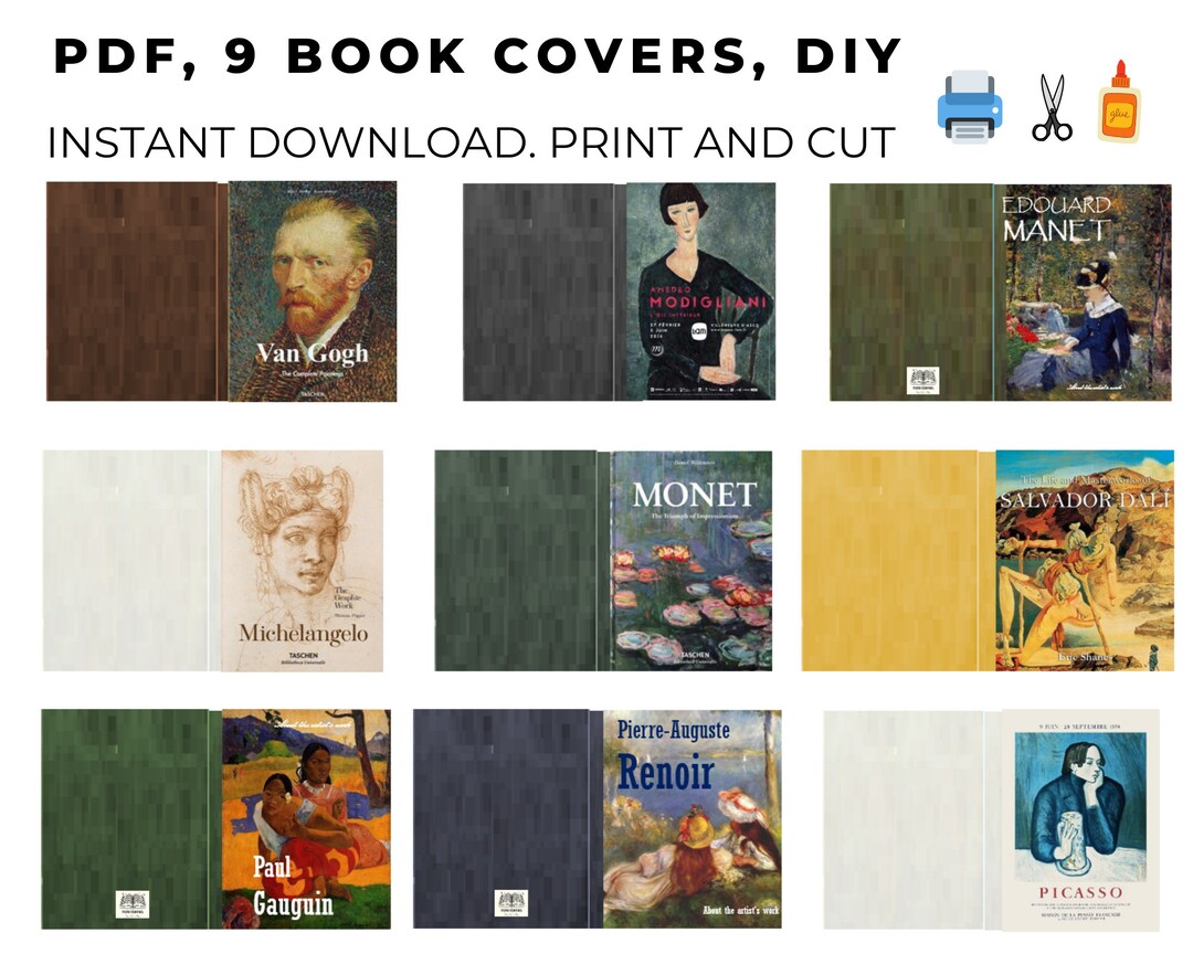 Books About Artists, PDF Instant Download, 9 Covers Book, Miniature ...