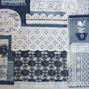 Denim Slow Stitching Kit, Blue Slow Stitch Kit, Denim Fabric Set ...