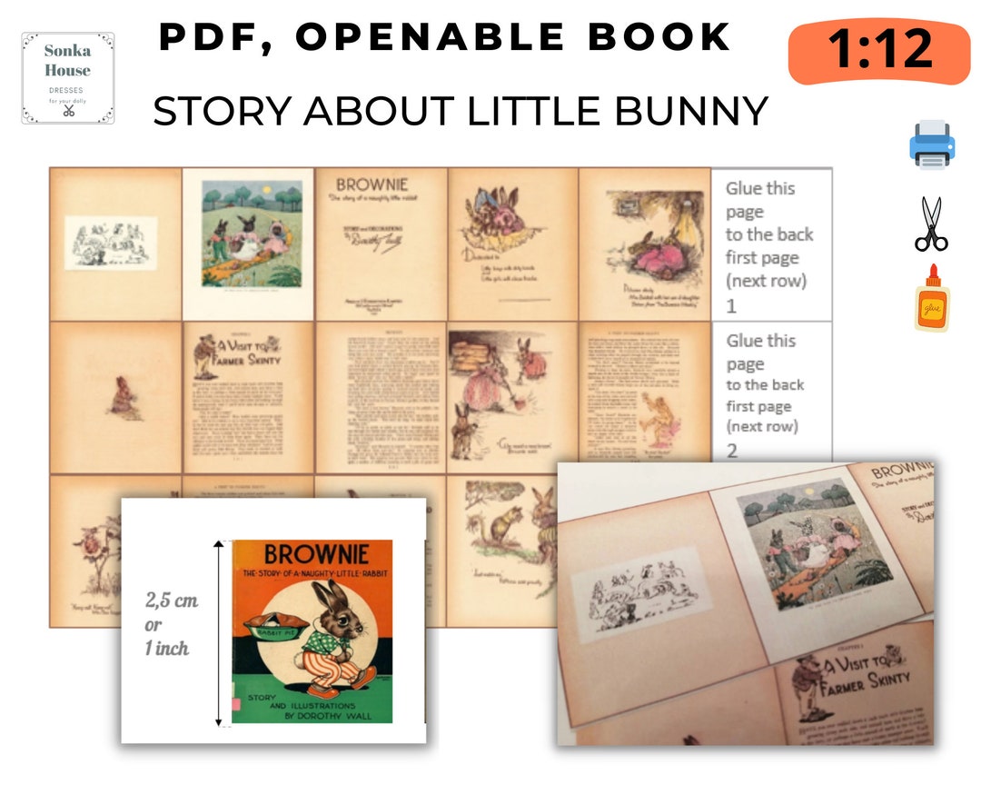 DIY Miniature Printable PDF 1/12 Instant Download, Little Rabbit, 1/12 ...
