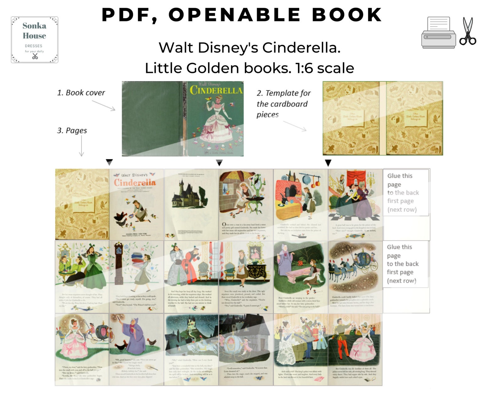 DIY Miniature Book, PDF Instant Download, Tiny Book, Cinderella ...