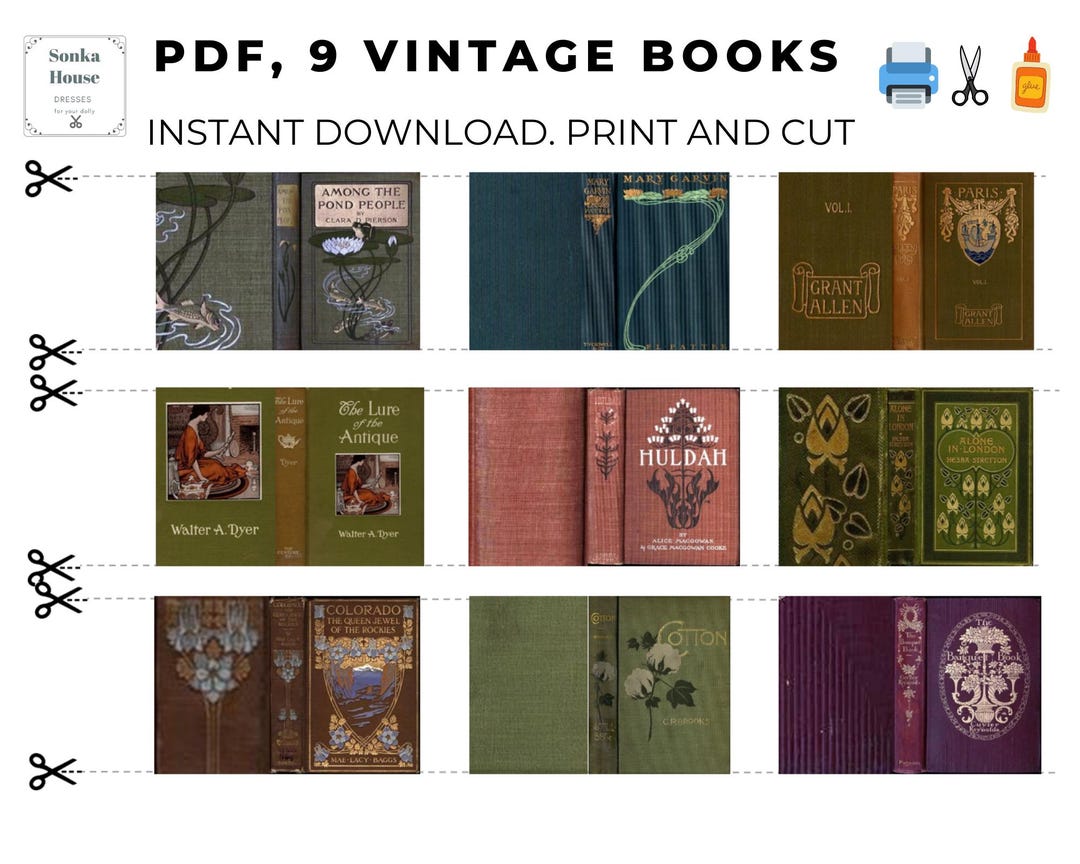 Miniature Book Covers PDF | Printable Vintage Book Set | 16 112 Scale ...