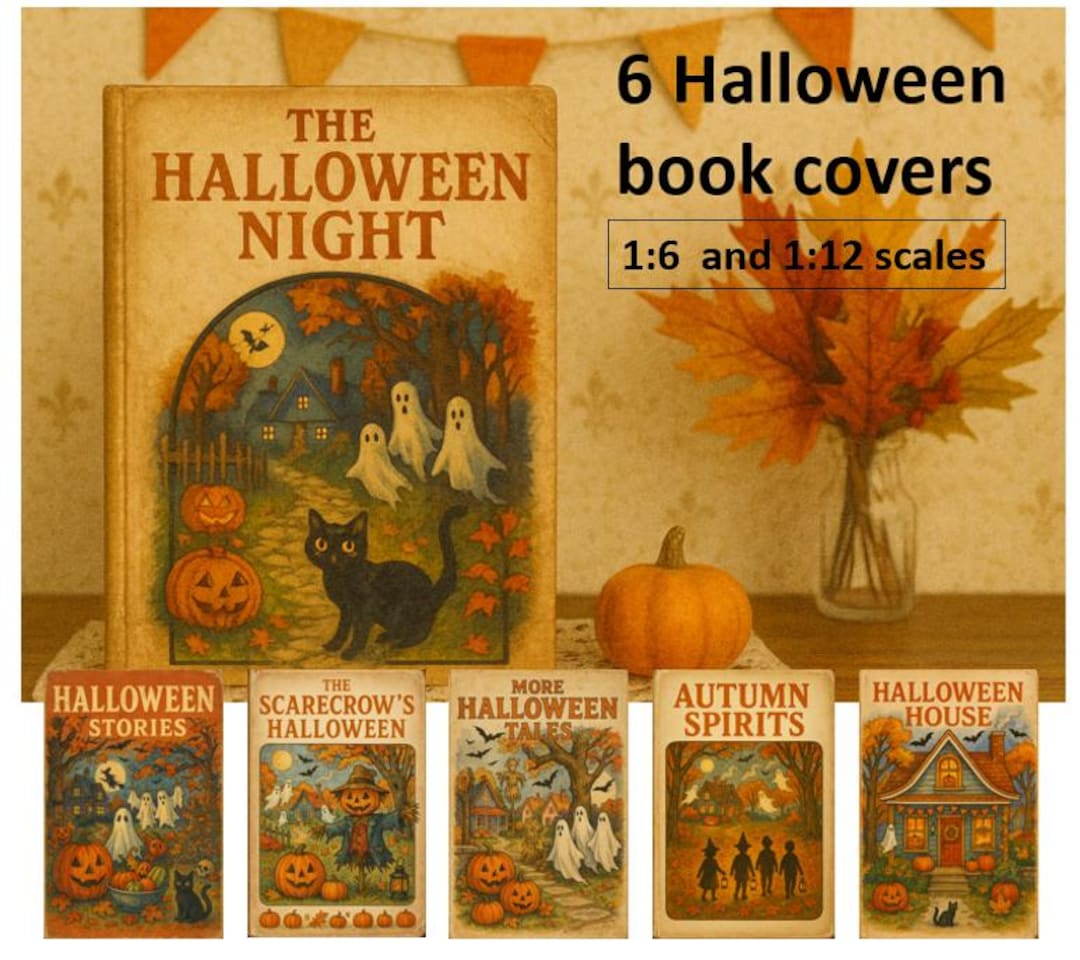 Halloween Fall Miniature Book Covers PDF | 6 Retro Vintage Covers ...