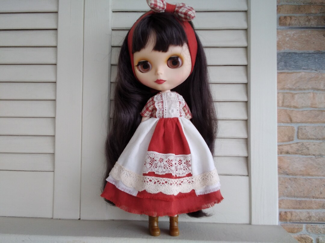 Terracotta Lace Dress and Headdress With a Bow, Full Set, Blythe ...