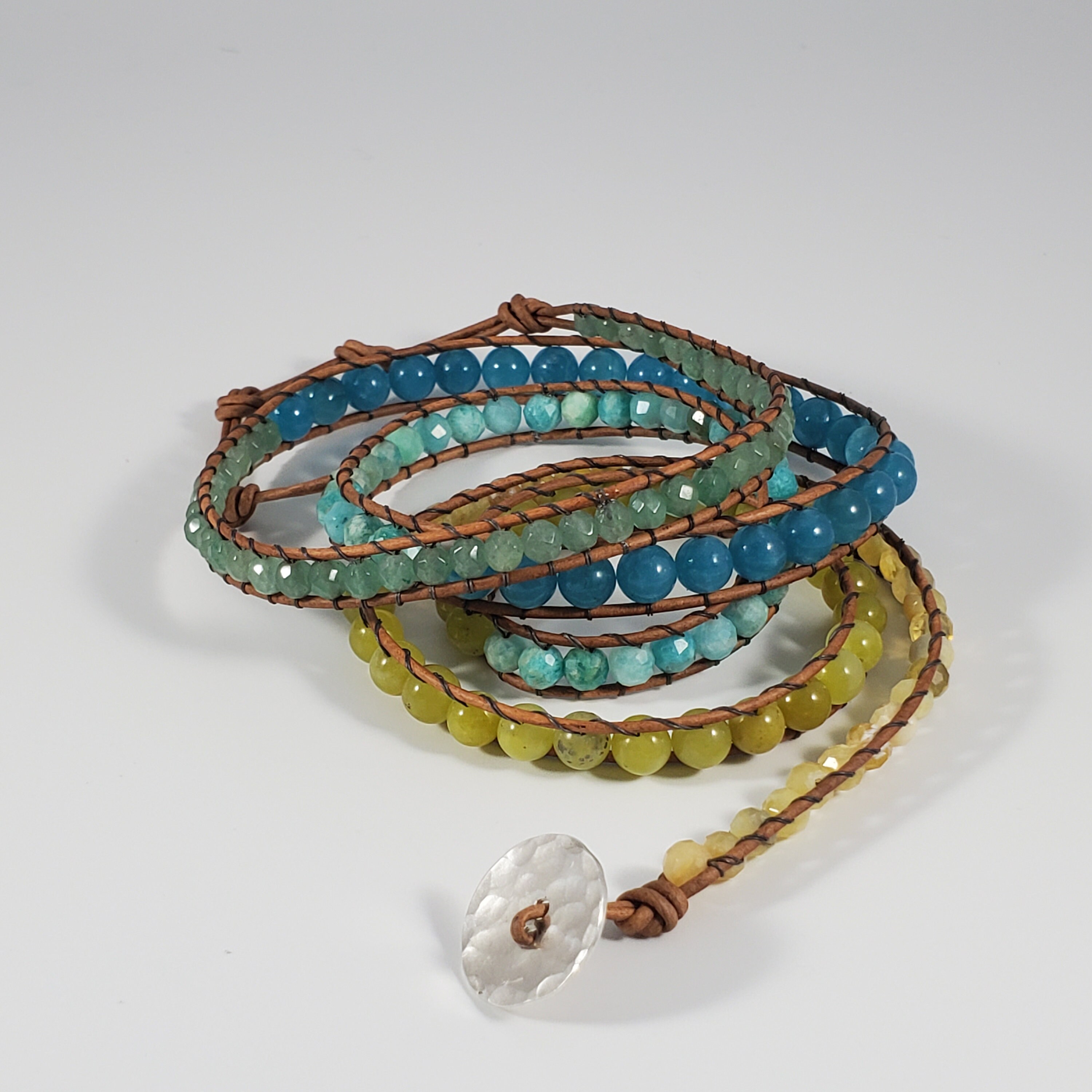 Pulsera playera de cinco envolturas de piedras preciosas | Etsy