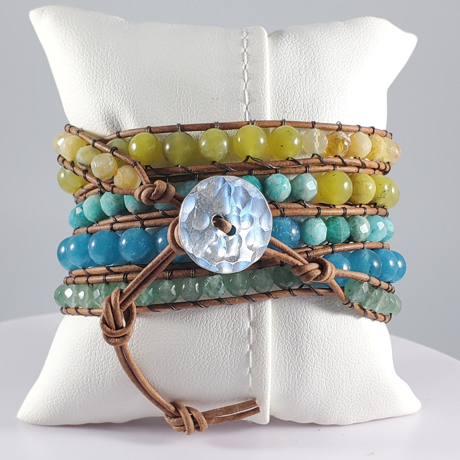 Pulsera playera de cinco envolturas de piedras preciosas | Etsy