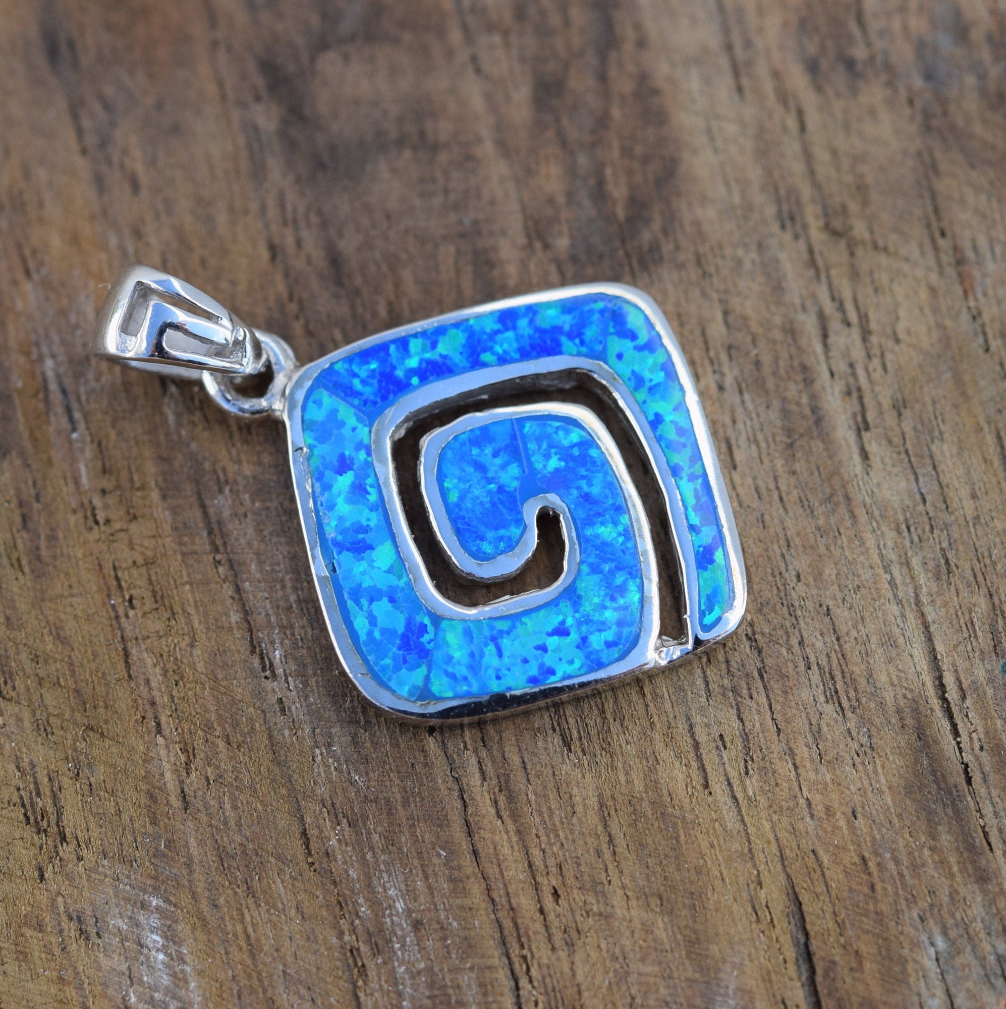 Greek Blue Opal Pendant-silver 925 Ancient Symbol - Etsy UK