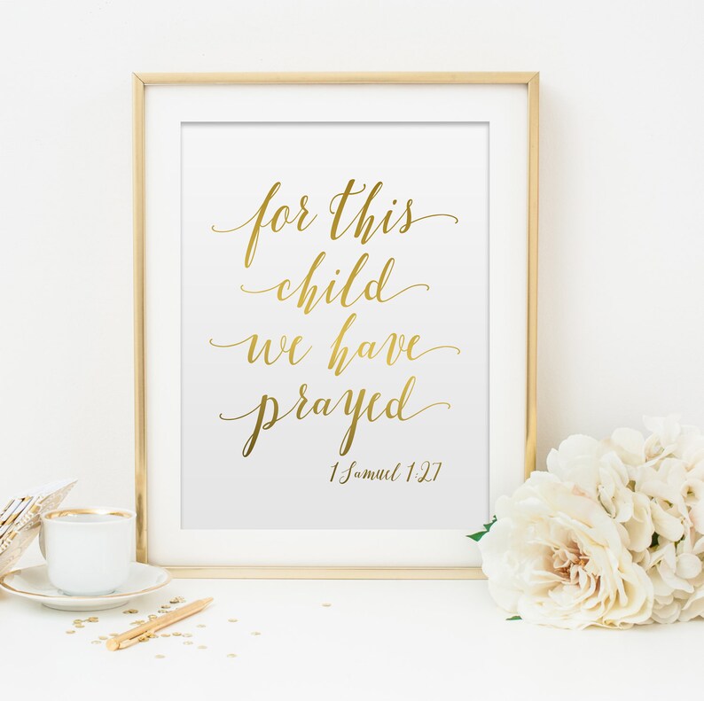 Bible Verse Print. For This Child We Have Prayed 1 Samuel 1:27 | Etsy