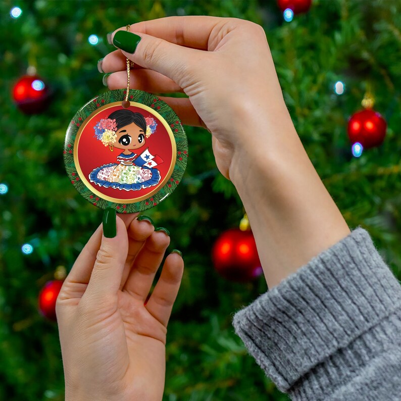 Panama Pollerita Ceramic Christmas Ornament, Panamanian Culture - Etsy