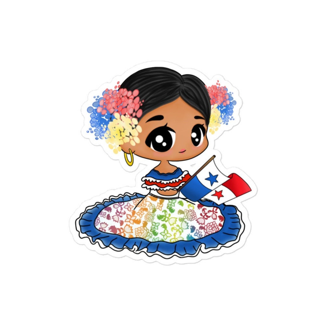 Niña Empollerada Sticker, Panama Sticker, Pollera Panameña, Pollera de ...