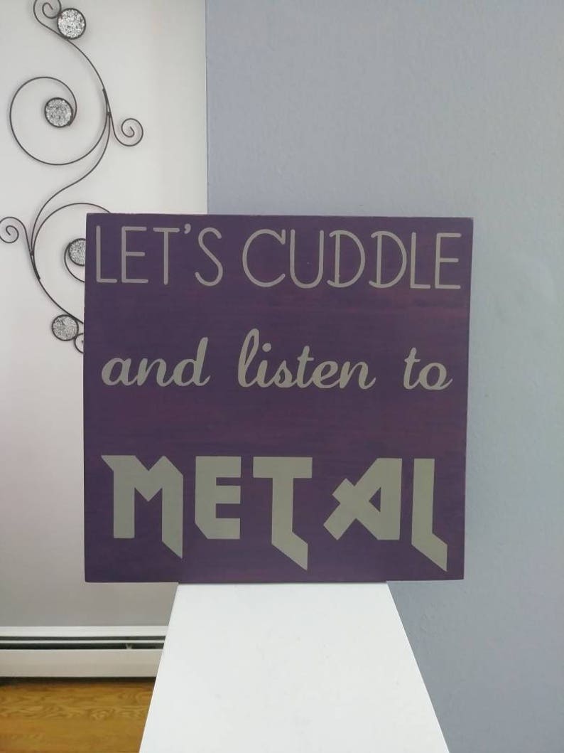 Lets Cuddle Listen to Metal Wood Sign - Handmade Rocker Decor - Etsy