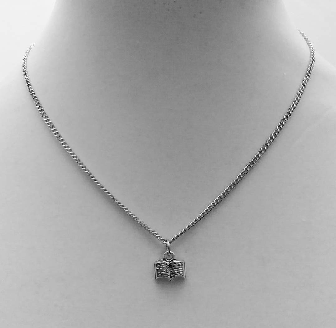 Bookworm Necklace - Book Charm - Book Necklace - Dainty Necklace - Gift ...