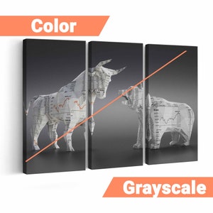 Bull Bear Paper Canvas Print || Bull Bear Paper Wall Art || Bull Bear ...