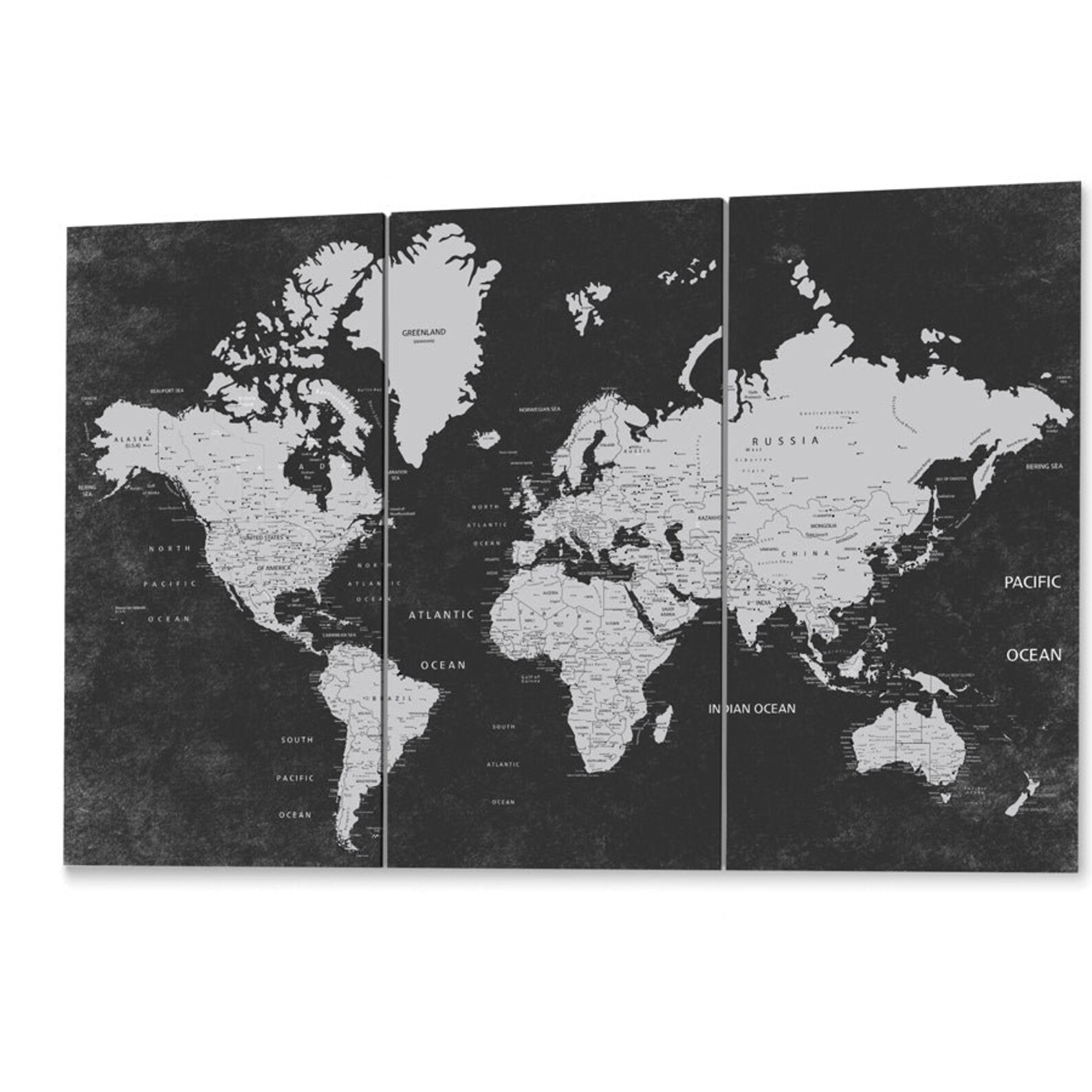 Dark Gray Push Pin World Map Personalized World Map Dark Gray - Etsy