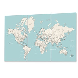 Light Blue Push Pin World Map Personalized - Etsy