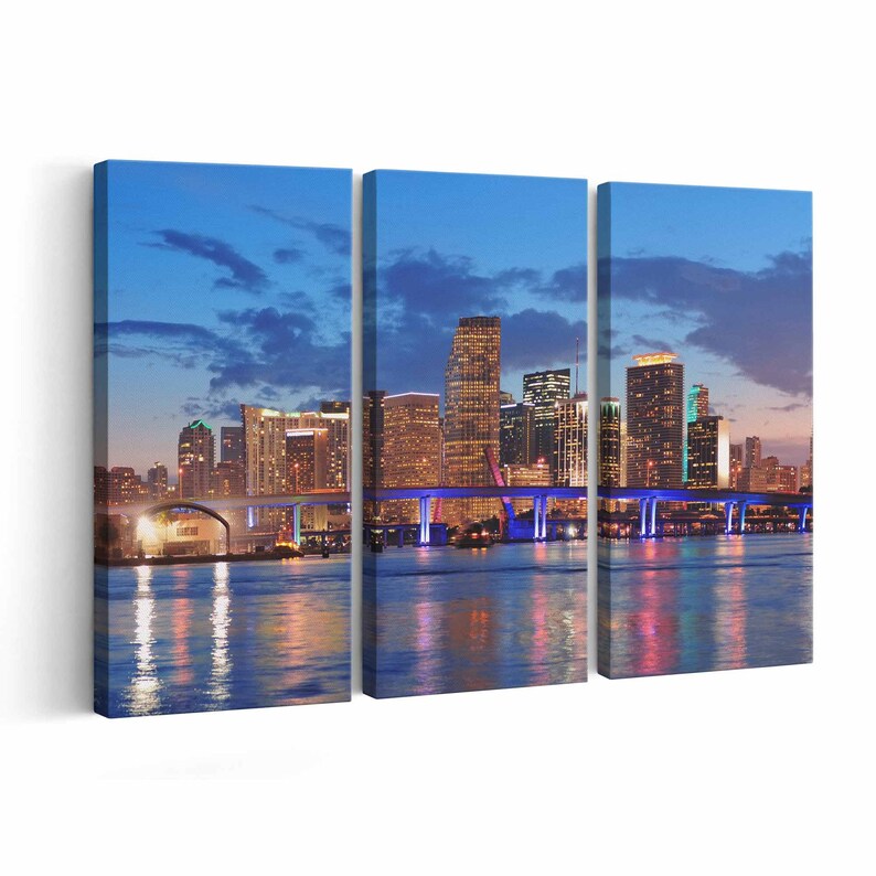 Miami Skyline Canvas Print Miami Skyline Wall Art Miami - Etsy