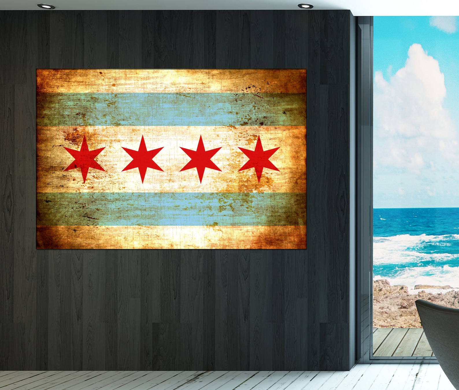 Chicago Flag Canvas Wall Art Art Print Large Canvas Wall Art Print Flag ...