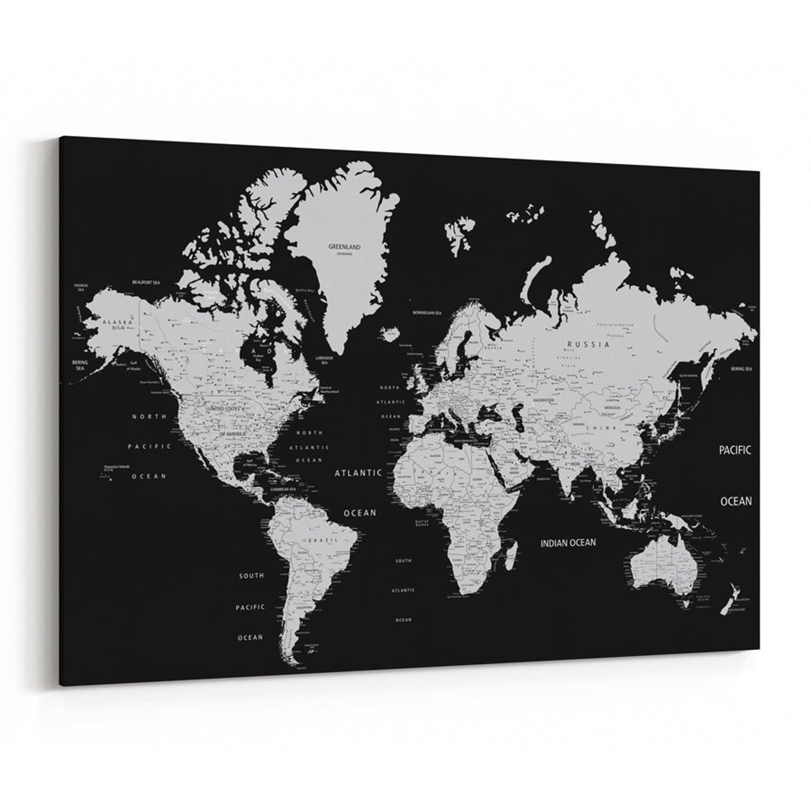 Black Push Pin World Map Personalized World Map Black Push Pin - Etsy