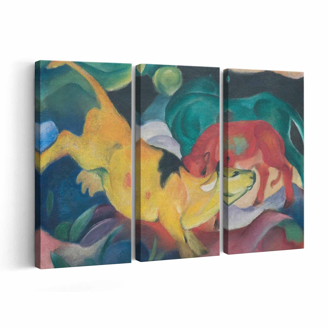 Cows Red Green Yellow Franz Marc Canvas Print Cows Red - Etsy.de