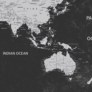 Dark Gray Push Pin World Map Personalized World Map Dark Gray Push Pin ...