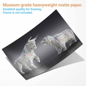 Bull Bear Paper Canvas Print || Bull Bear Paper Wall Art || Bull Bear ...