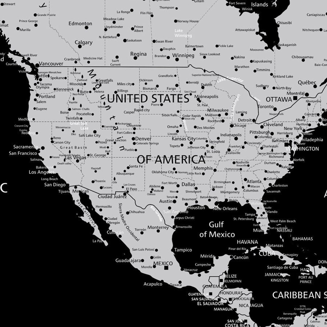 Black Push Pin World Map Personalized World Map Black Push Pin - Etsy