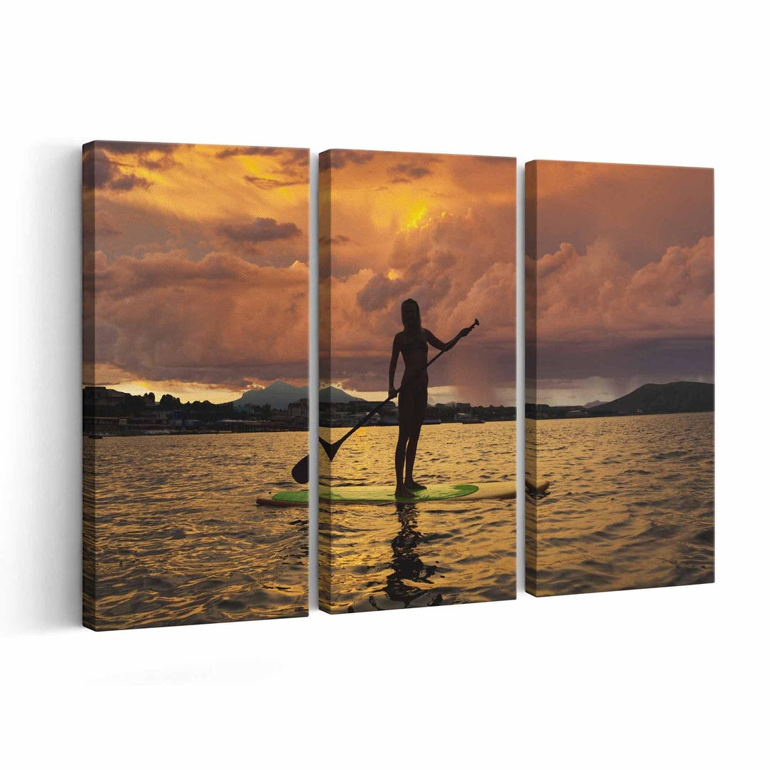 Paddle Board Wall Art | Canvas or Poster Print (framed) | Color / Black ...