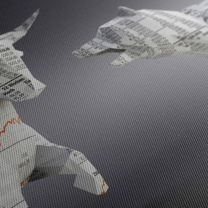 Bull Bear Paper Canvas Print || Bull Bear Paper Wall Art || Bull Bear ...