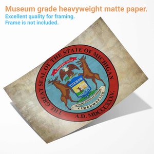 Michigan State Seal Canvas Print || Michigan State Seal Wall Art ...