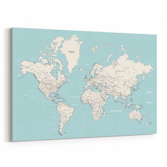 Light Blue Push Pin World Map Personalized World Map Light - Etsy