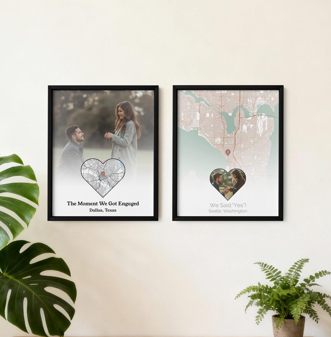 Where We Got Engaged Map | Custom Print | Framed Canvas Poster ...