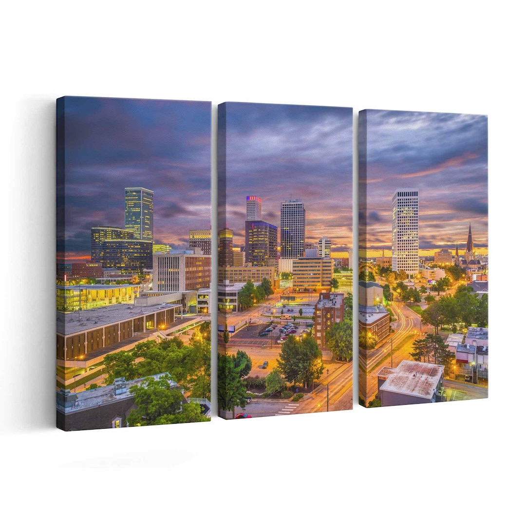 Tulsa Skyline Wall Art | Canvas or Poster Print (framed) | Color ...