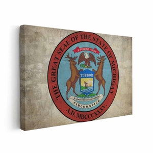 Michigan State Seal Canvas Print || Michigan State Seal Wall Art ...
