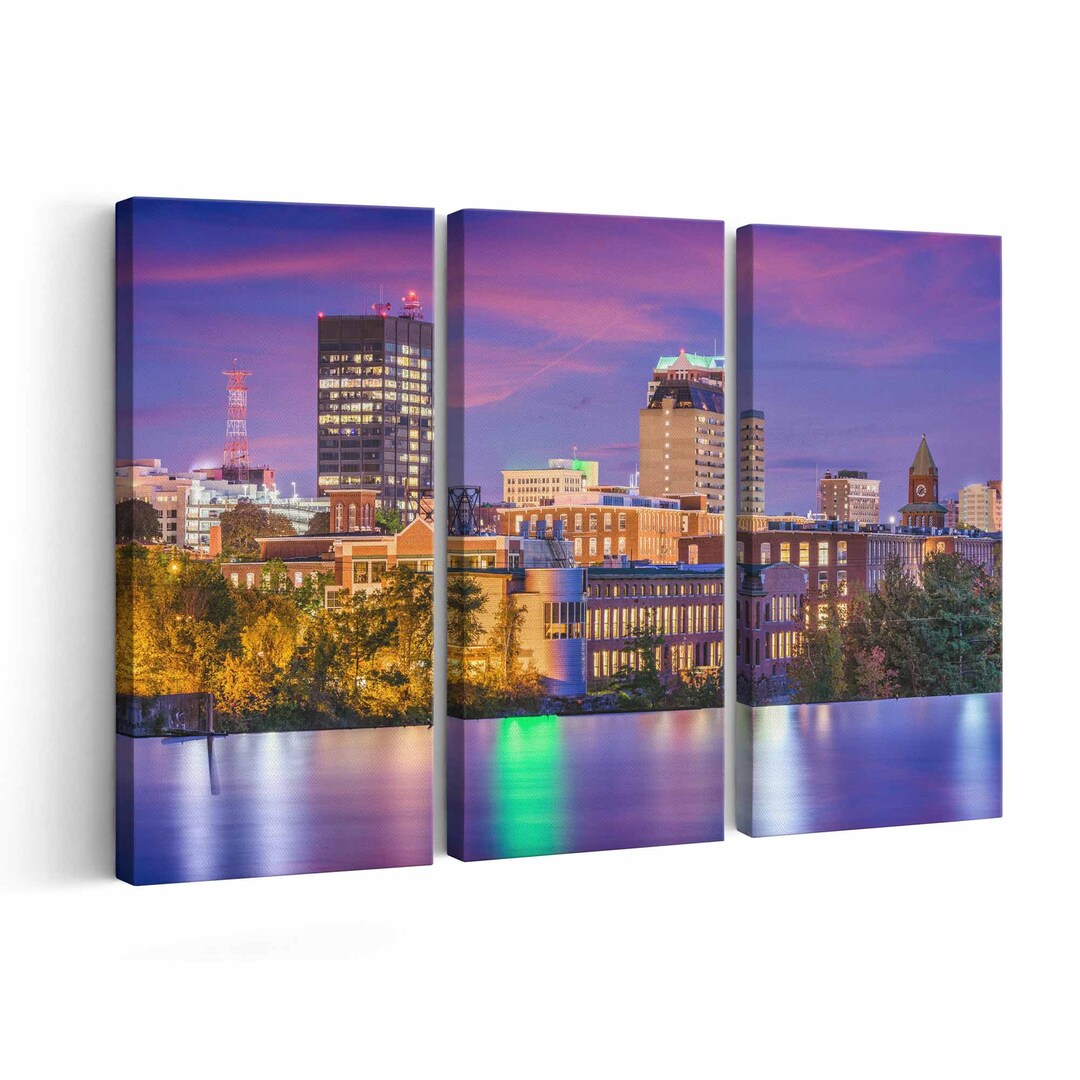 Manchester New Hampshire Skyline Canvas Print || Manchester New ...
