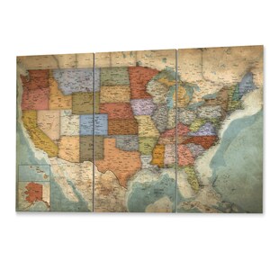 USA Push Pin Travel Map || Vintage Personalized USA Map || Old Usa Push ...
