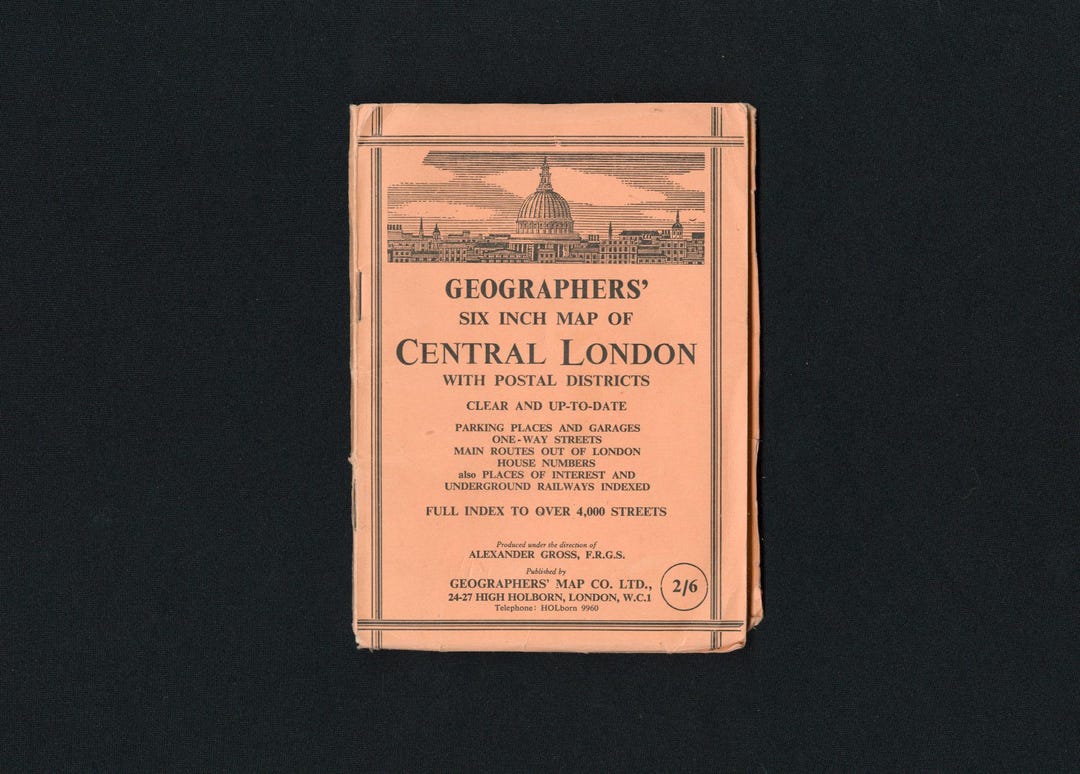 Geographers' Six Inch Map of London | 10.5" X 35" Vintage Map | Folding ...