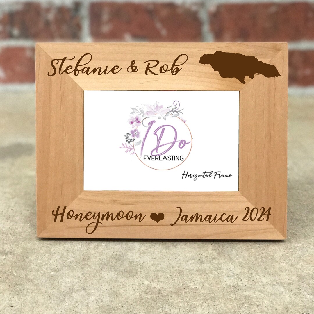 Personalized Jamaica Honeymoon Picture Frame, Custom Engraved Wedding ...