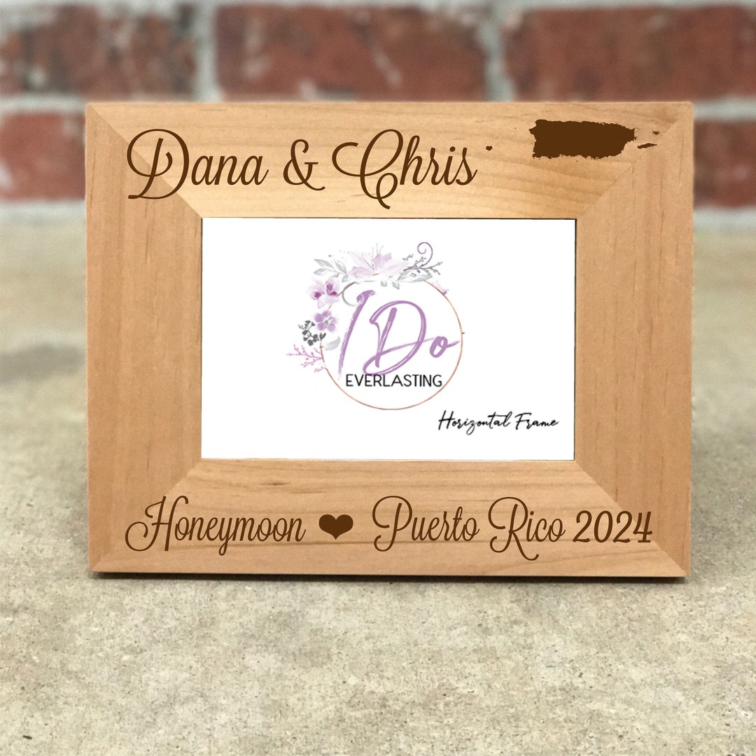 Personalized Puerto Rico Honeymoon Picture Frame, Custom Wedding Photo ...