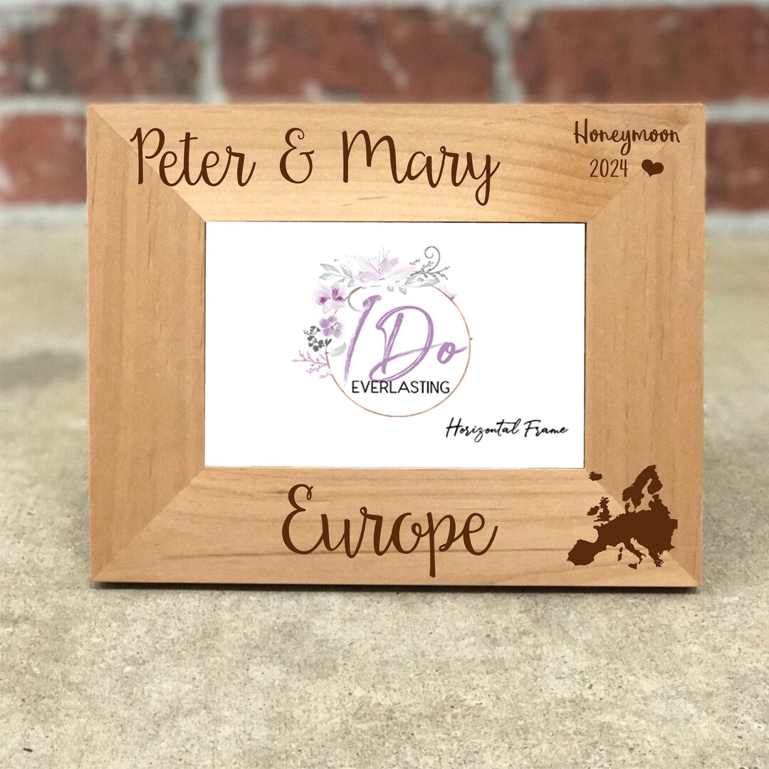 Personalized Europe Honeymoon Picture Frame, Custom Engraved Wedding ...