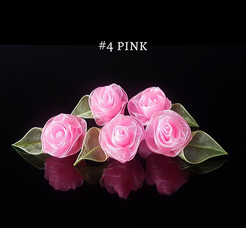 5 Pcs Organza Flowers Rose Ribbon Floral Appliques Blue - Etsy