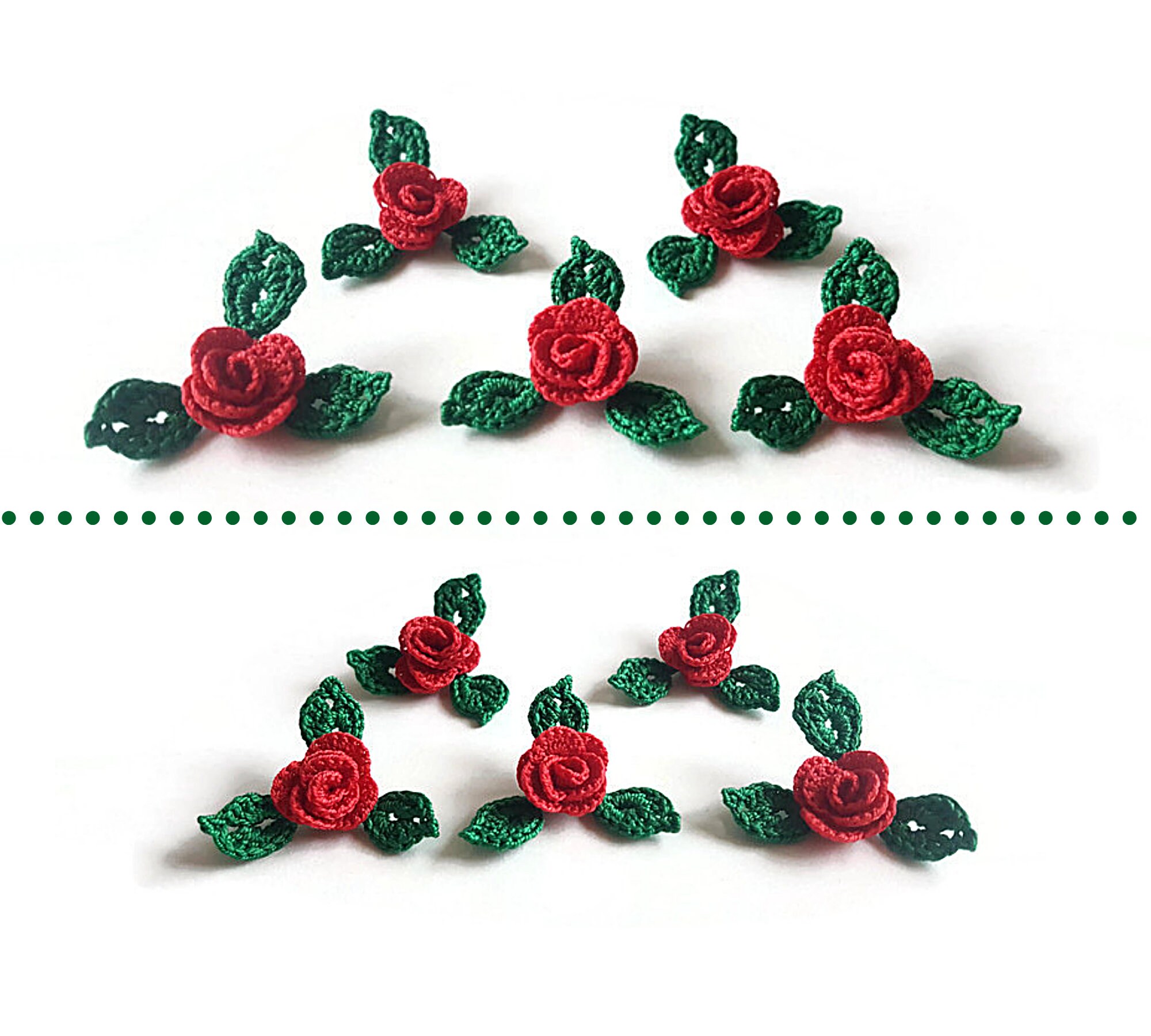 Rose Flower Mini Red Rose Applique Red Crochet Flower Red Flower ...