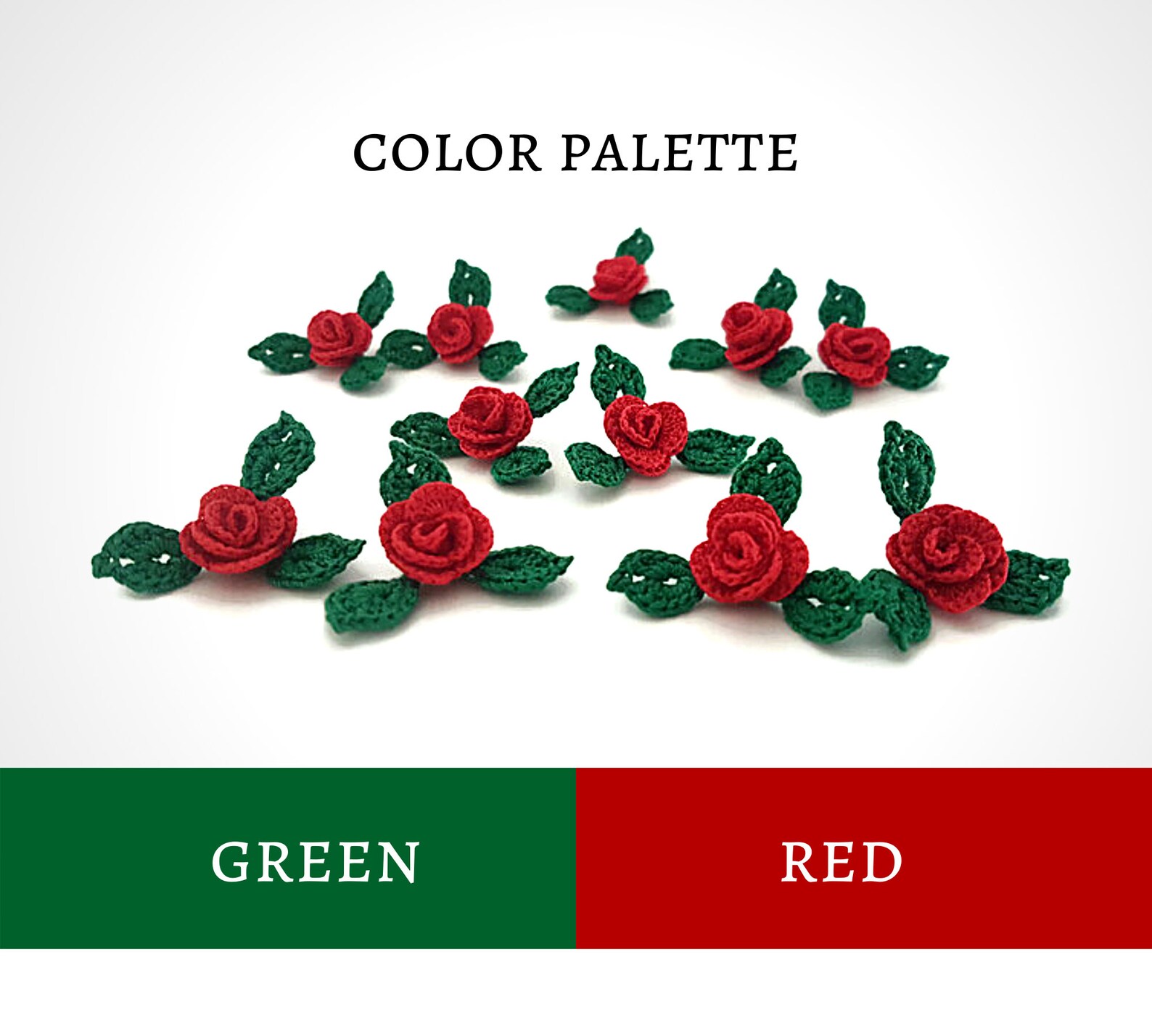 Rose Flower Mini Red Rose Applique Red Crochet Flower Red Flower ...