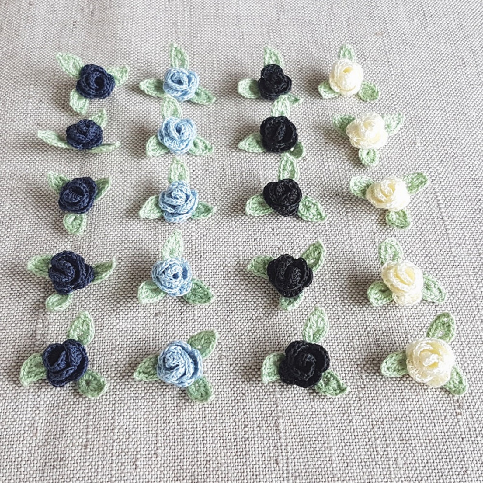 Crochet Applique Rose Small Flower Rose Applique Crochet Mini - Etsy