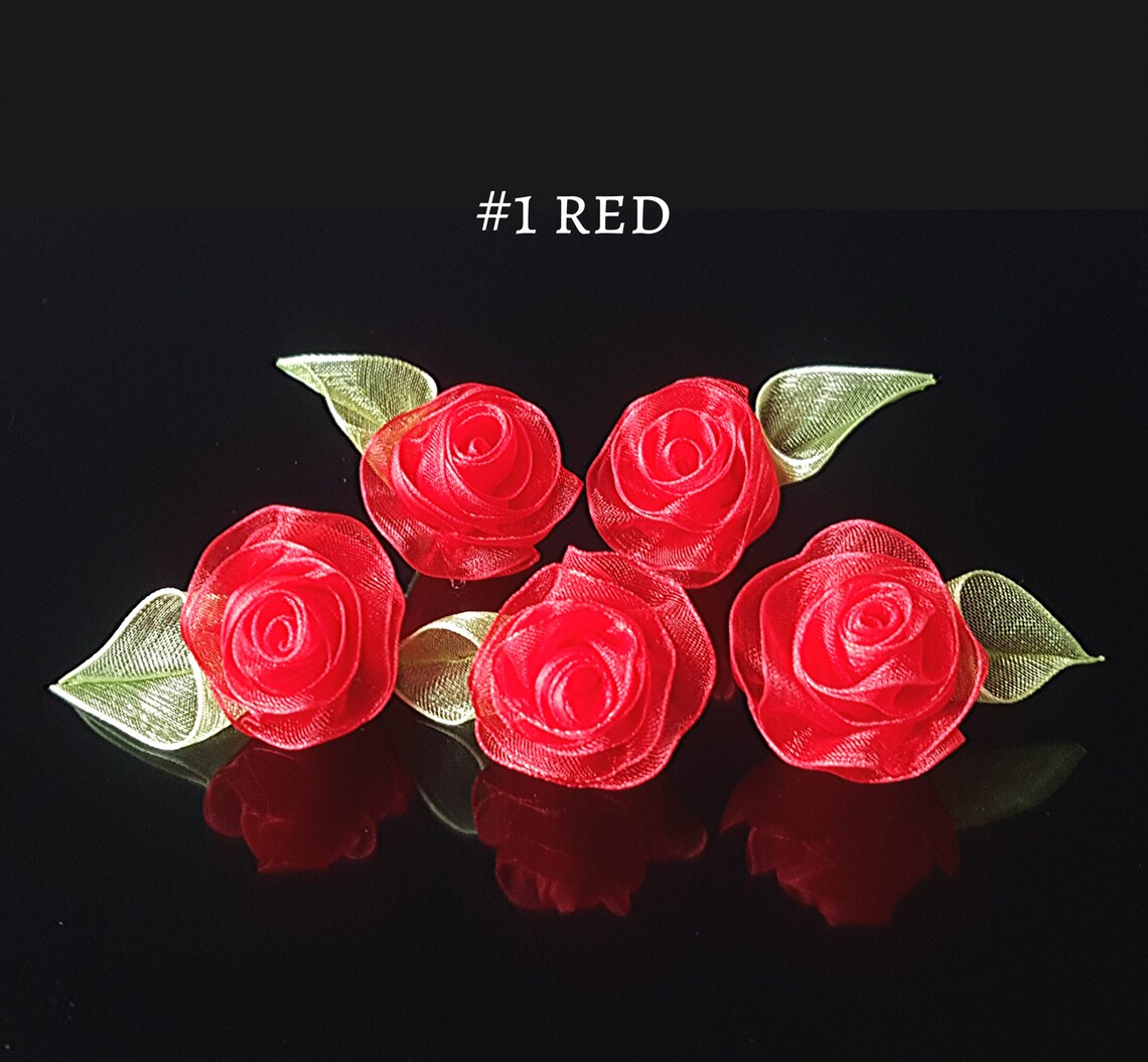 5 Pcs Organza Flowers Rose Ribbon Floral Appliques Blue - Etsy