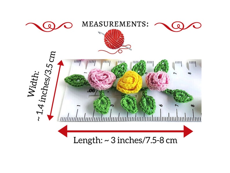 Crochet flor rosa Pequeñas rosas motivo Mini rosa recorte - Etsy España