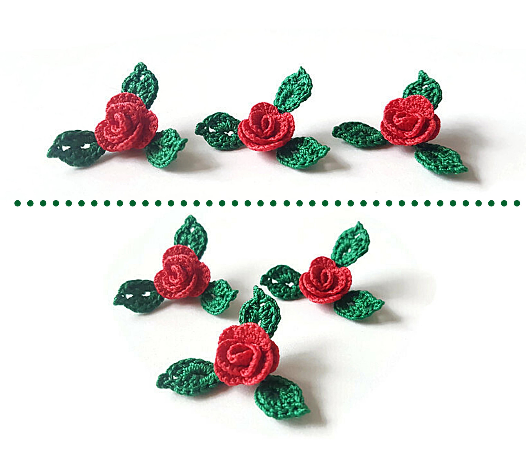 Rose Flower Mini Red Rose Applique Red Crochet Flower Red Flower ...