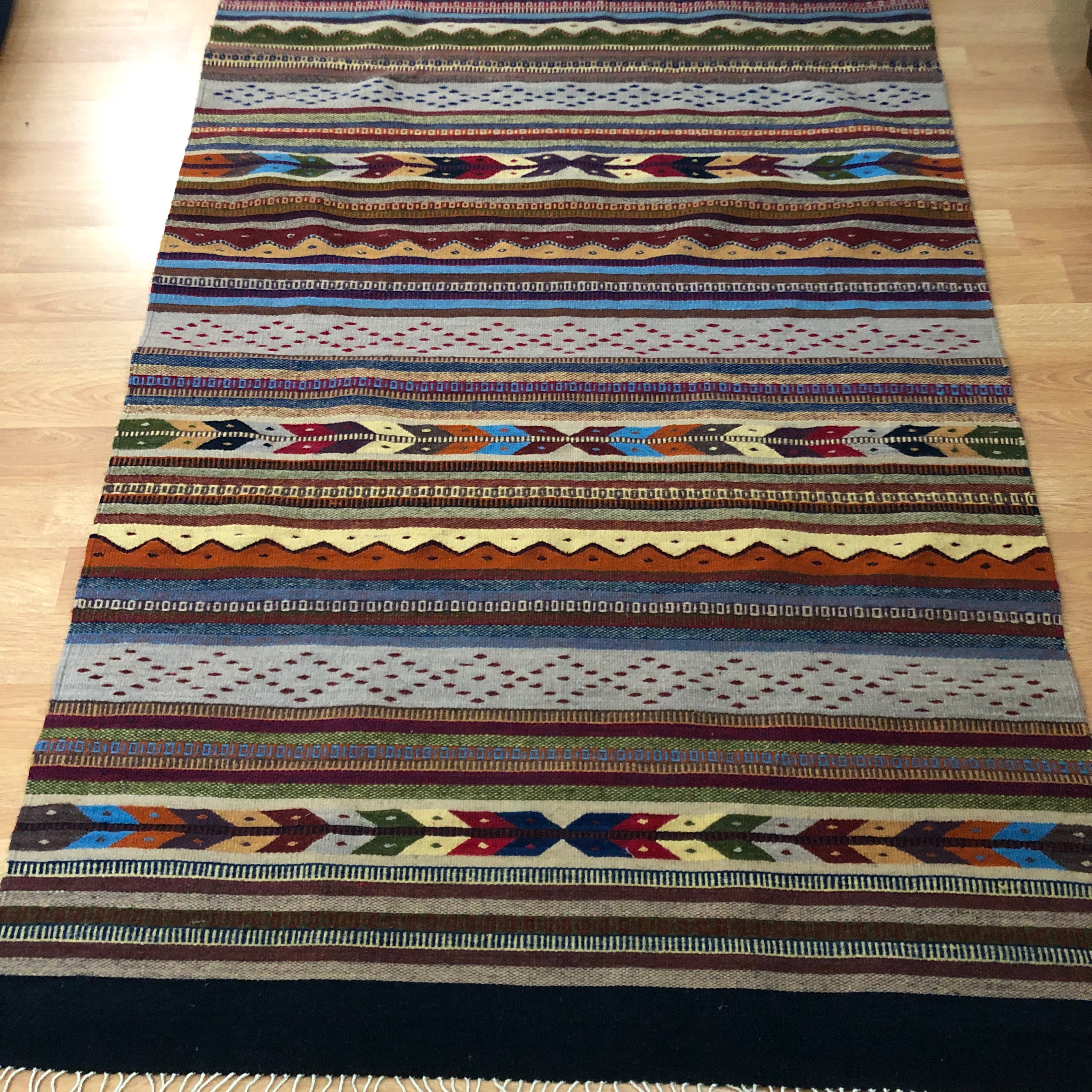 Zapotec hand woven merino wool rug 76” x 50”