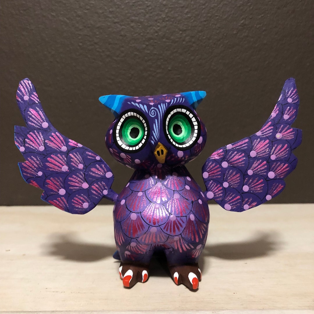 Hand Carved Wood Alebrije Owl by Michelle Fuentes - Etsy
